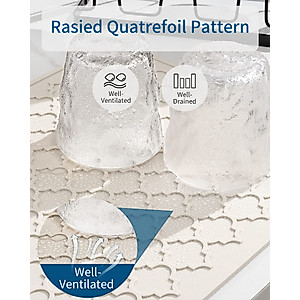 AMOAMI-Dish Drying Mats for Kitchen Counter-Silicone Dish Drying Mat-Kitchen Dish Drying Pad Heat Resistant Mat-Kitchen Gadgets Kitchen Accessories Kitchen Small Appliances (16" x 18, BEIGE)