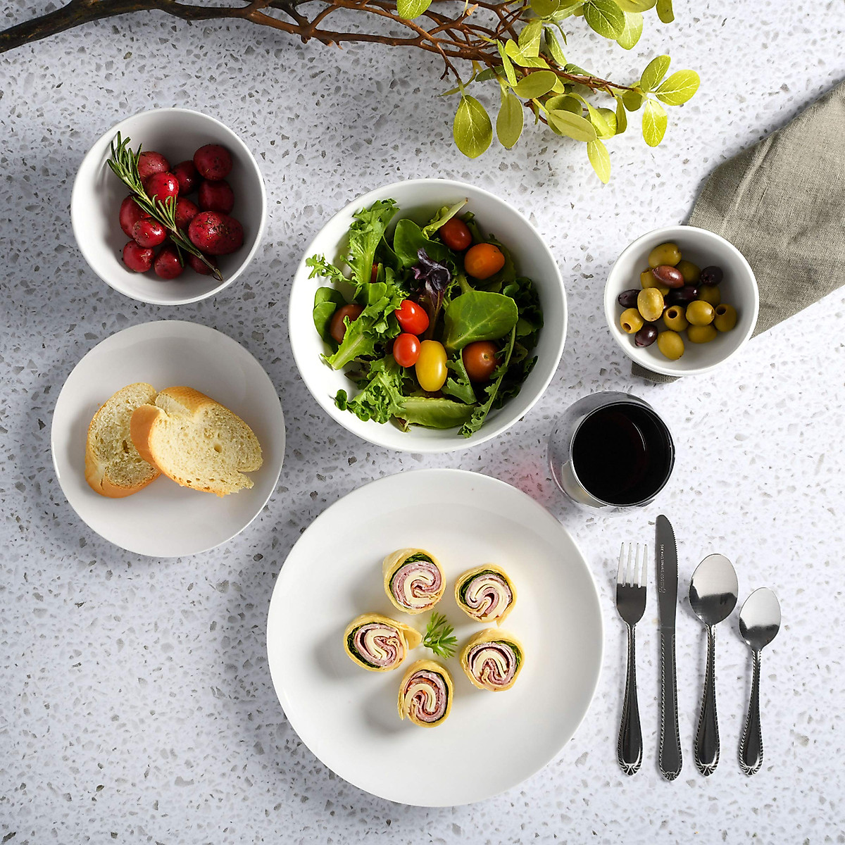 Gibson Home All U Need Dinnerware Combo Set, White, 60-Piece