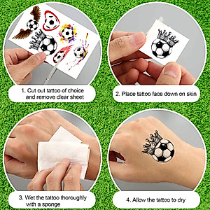Qpout 14 Sheets Soccer Temporary Tattoos Soccer Ball Tattoos for Kids Boys World Cup Soccer Fake Tattoo Sticker, Children Birthday Party Bag & Stocking Filler Kids Game Gifts Party Favour Supplies