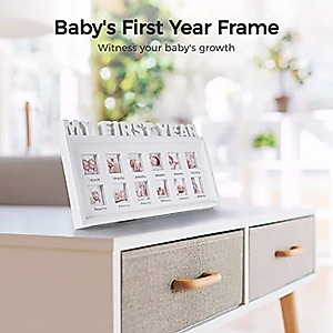 Homaisson Newborn Baby Picture Frame, My First Year Newborn Keepsake Frame 12 Months, Photo Frame for Memories