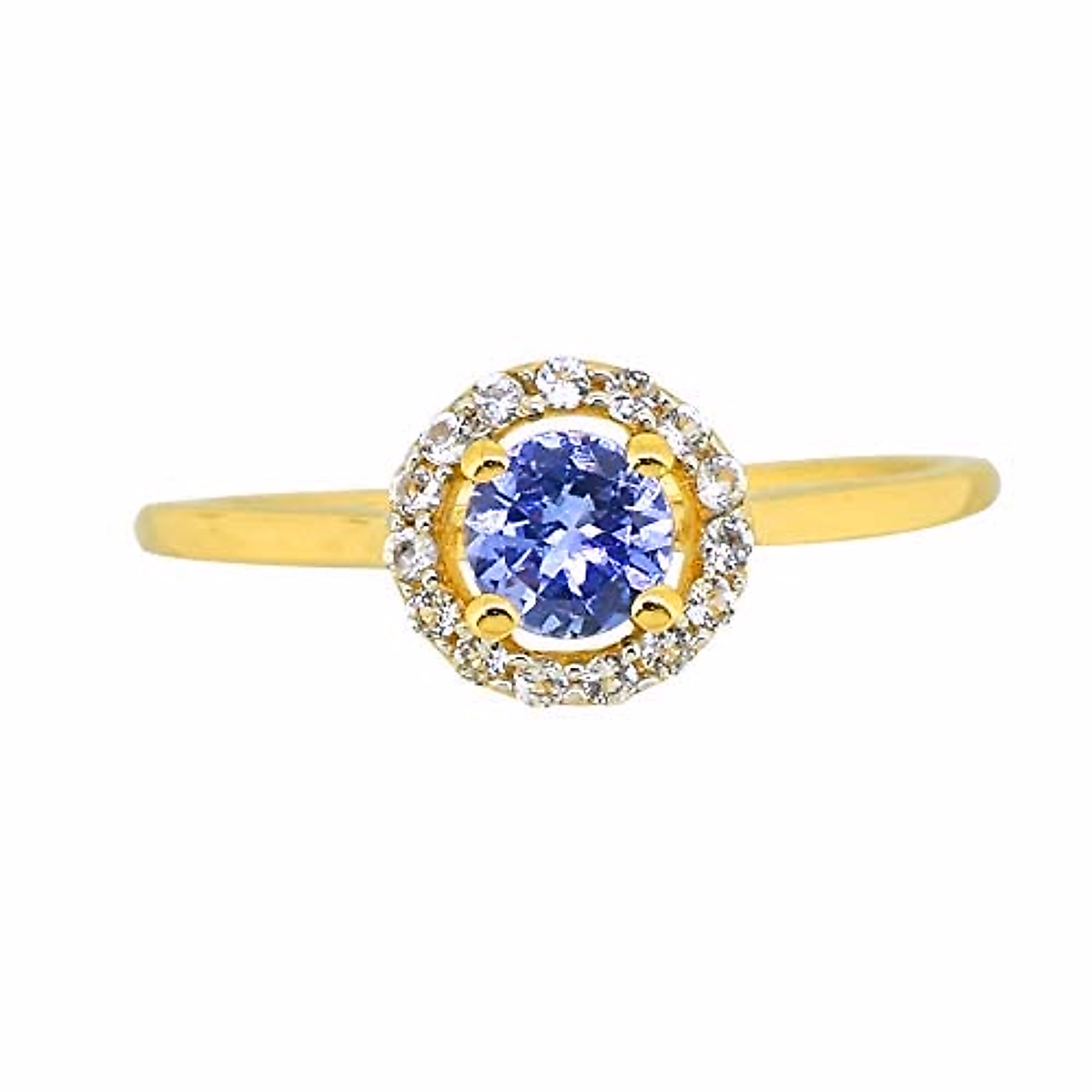 YoTreasure 18kt Gold Over Silver Tanzanite and White Topaz Women's Engagement Ring