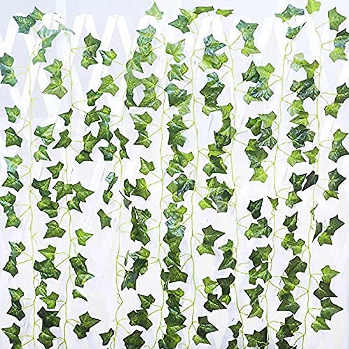 24 Strands Artificial Ivy Fake Ivy Vine Ivy Garland Leaves Garland Hanging Plant with 100 Pack of Cable Ties for Weeding Party Garden Home Wall Decoration