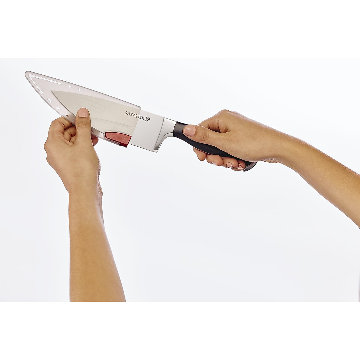 Sabatier Forged Triple-Rivet Paring Knife with Self-Sharpening Blade Cover, High-Carbon Stainless Steel, Razor-Sharp Kitchen Knife to Cut Fruit, Vegetables and more-3.5-Inch, Black