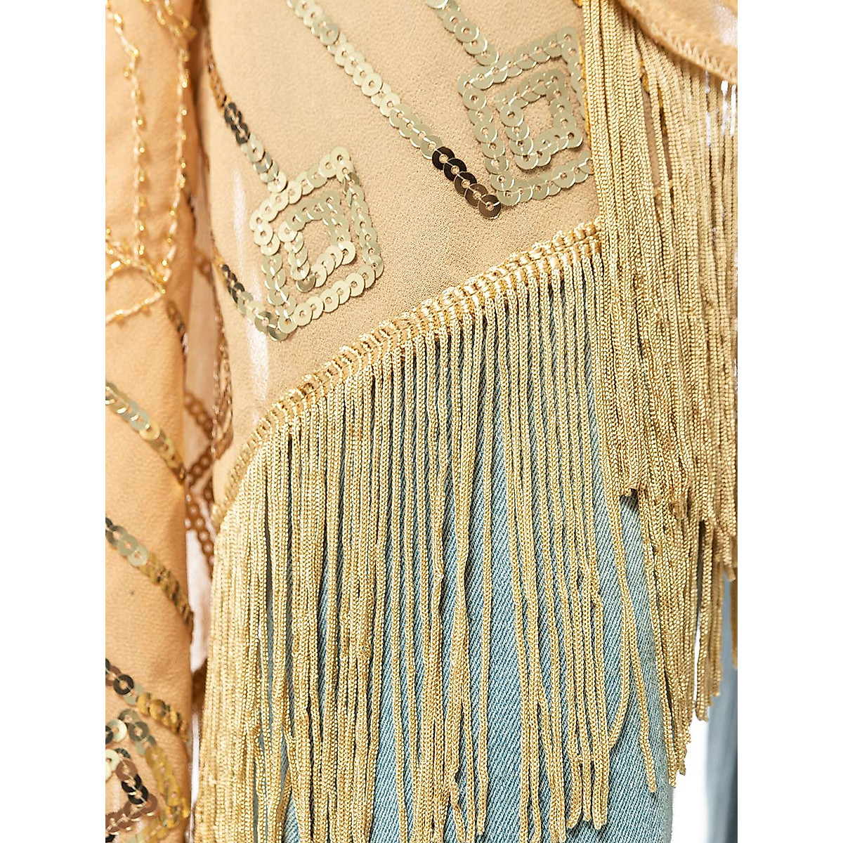 Anna-Kaci Womens Oversized Gatsby Hand Beaded Fringed Sequin Evening Shawl Wrap, Gold, Onesize