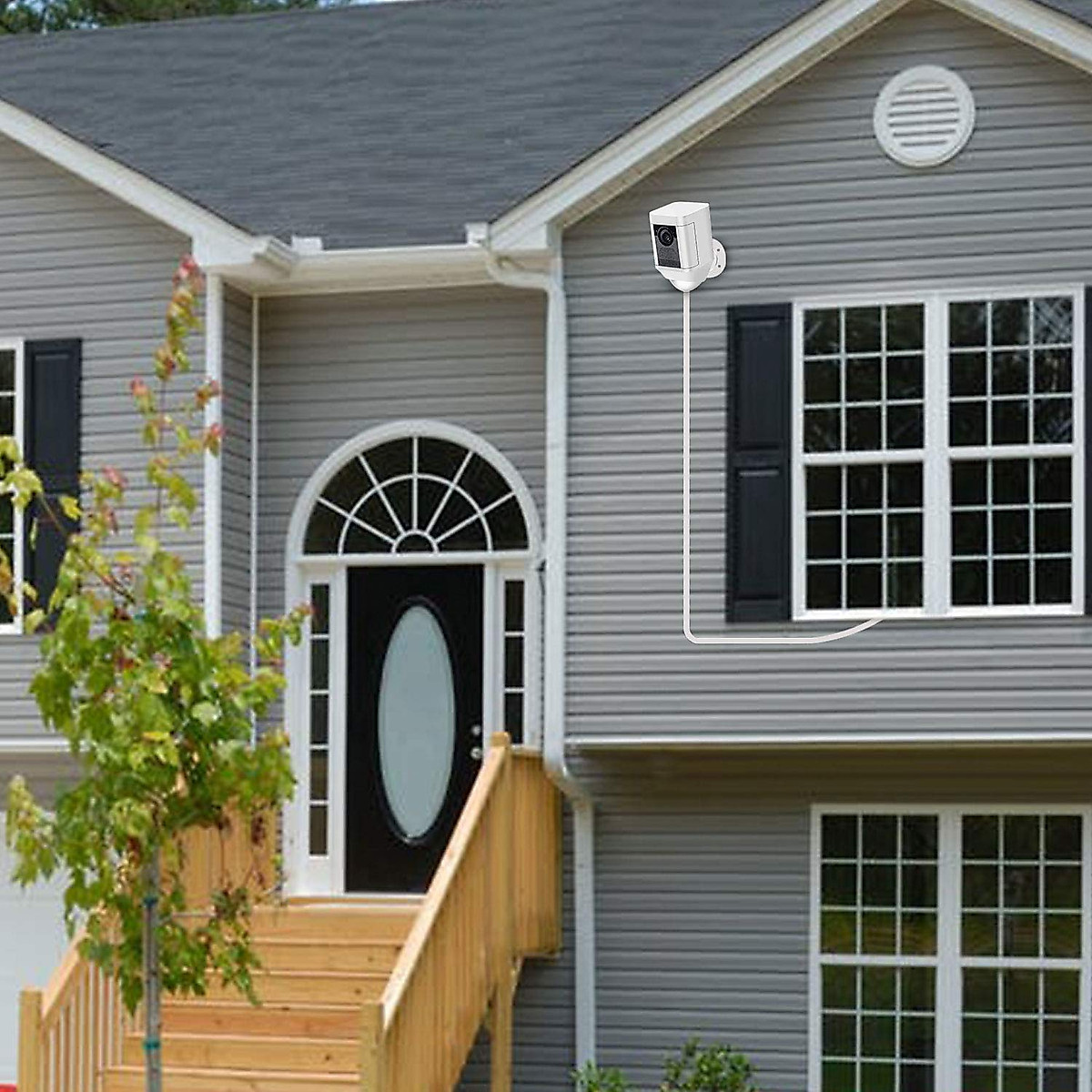 Power Adapter for Ring Spotlight Cam Battery, with 25Ft/7.5m Weatherproof Outdoor Cable to Continuously Charge Your Home Security Camera, No Need to Change The Batteries(White)