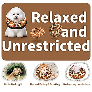 Protective Inflatable Dog Recovery Cone Collar for Small Medium Large Dog, Donut Leopard Cone Alternative After Surgery for Dogs Cats (Leopard-S)