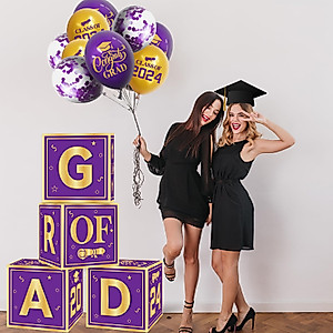 2024 Graduation Decorations Balloon Boxes Set, Class of 2024 Balloon Boxes for Grad Party Supplies, Congrats Grad Boxes for Indoor/Outdoor Graduation Party Decorations
