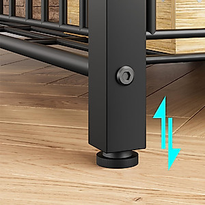 IDEALHOUSE Kitchen Bakers Rack, Microwave Oven Stand with 2 Large Wire Basket, Industrial Coffee Bar Station, 5-Tier Kitchen Utility Storage Shelf with 8 Hooks for Spice, Pots Organizer, Rustic Brown