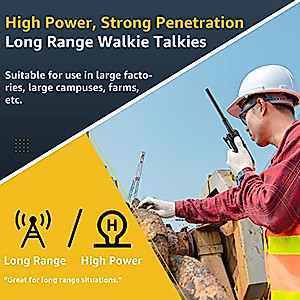 Retevis RT86 Two Way Radios Long Range Rechargeable,High Power Heavy Duty 2600mAh 2 Way Radios,Remote Alarm,Built-in Flashlight, Walkie Talkies Adults with Shoulder Mic(4 Pack)