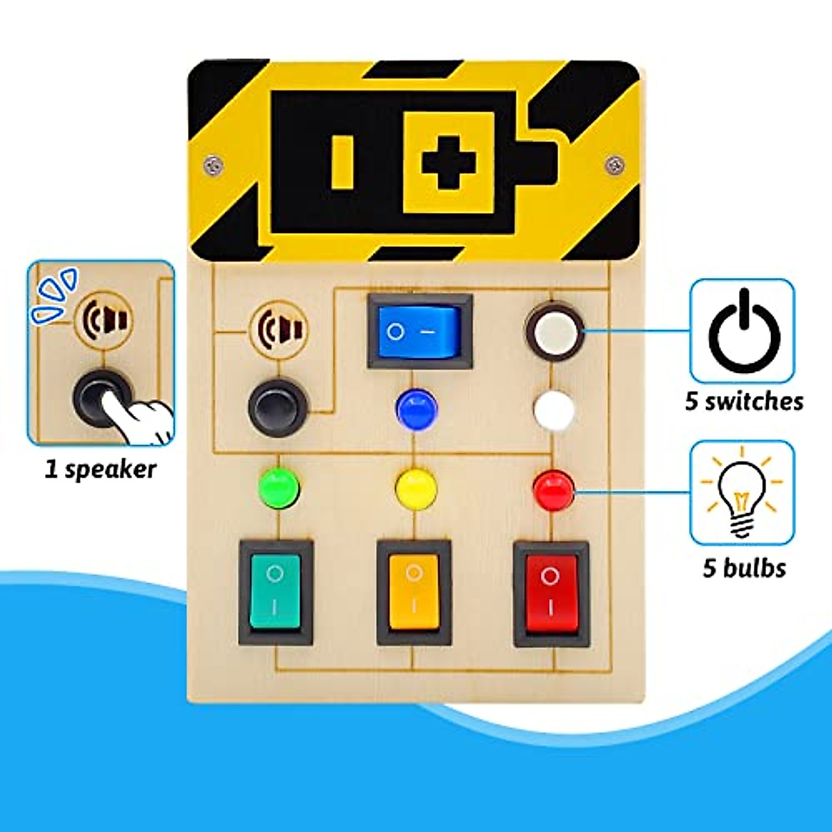 Toddler Toys Busy Board Montessori Toys Sensory Toys for Toddlers 1 2 3 4 Years Old, Wooden Travel Light Up Busy Board Toys with Buttons to Push Educational Learning Fidget Toy for Boy Girls Gifts