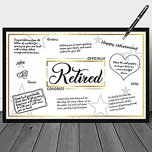 WATINC Retirement Party Jumbo Greeting Card, Writable Theme Party Large Guest Book Farewell Party Decor, Signature Official Congrats Retired Party Supplies Photo Booth Props, Gift for Office Colleague