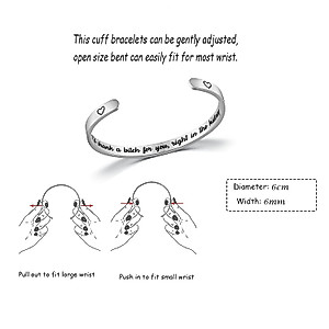 liforlove Best Friend Cuff Bracelet for Women Mantra Bracelets Engraved Stainless Steel Cuff Bangle Friendship Jewelry (I'd shank a bitch for you, right in the kidney)