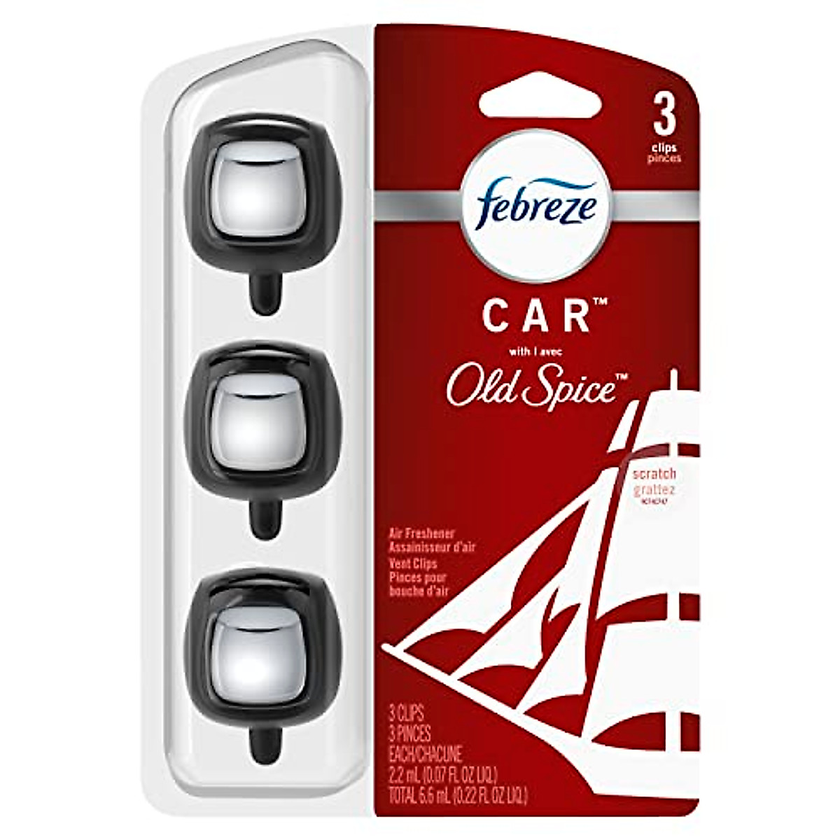 Febreze Old Spice Car Air Fresheners, Old Spice Scent, Odor Fighter for Strong Odor, Car Vent Clips (3 Count) (Pack of 2) Multicolor