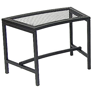 Sunnydaze Outdoor Curved Fire Pit Bench - Rustic Backyard Backless Powder-Coated Black Metal Mesh Garden, Patio, Porch and Deck Chair Seating - Set of 4