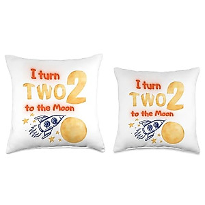 Family Look Cosmos Themed Party Decorations Gifts Two 2 Moon Space Astronaut Spaceman Planet 2nd Birthday Throw Pillow, 16x16, Multicolor