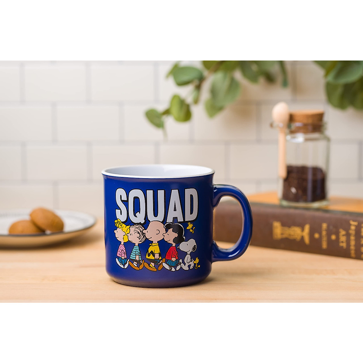 Silver Buffalo Peanuts Squad Featuring Sally, Linus, Charlie Brown, Lucy, Snoopy, and Woodstock Ceramic Camper Mug, 20 Ounces