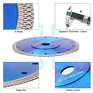Super Thin Diamond Tile Blade Porcelain Saw Blade for Cutting Porcelain Tile Granite Marbles (7")