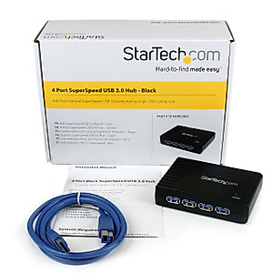 StarTech.com 4 Port Black SuperSpeed USB 3.0 Hub (ST4300USB3EU)