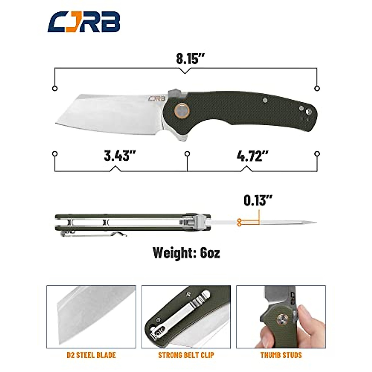 CJRB Crag Green Bundled with Crag Black Great EDC Knife Companion