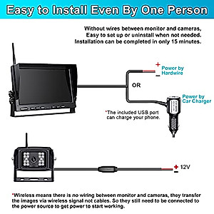 Fookoo 1080P 10" Wireless Backup Camera System, 10" Dual/Quad Split Monitor with Recording, IP69 Waterproof Rear/Front View Cameras, Parking Lines for RV/Truck/Trailer/Van(DW102)