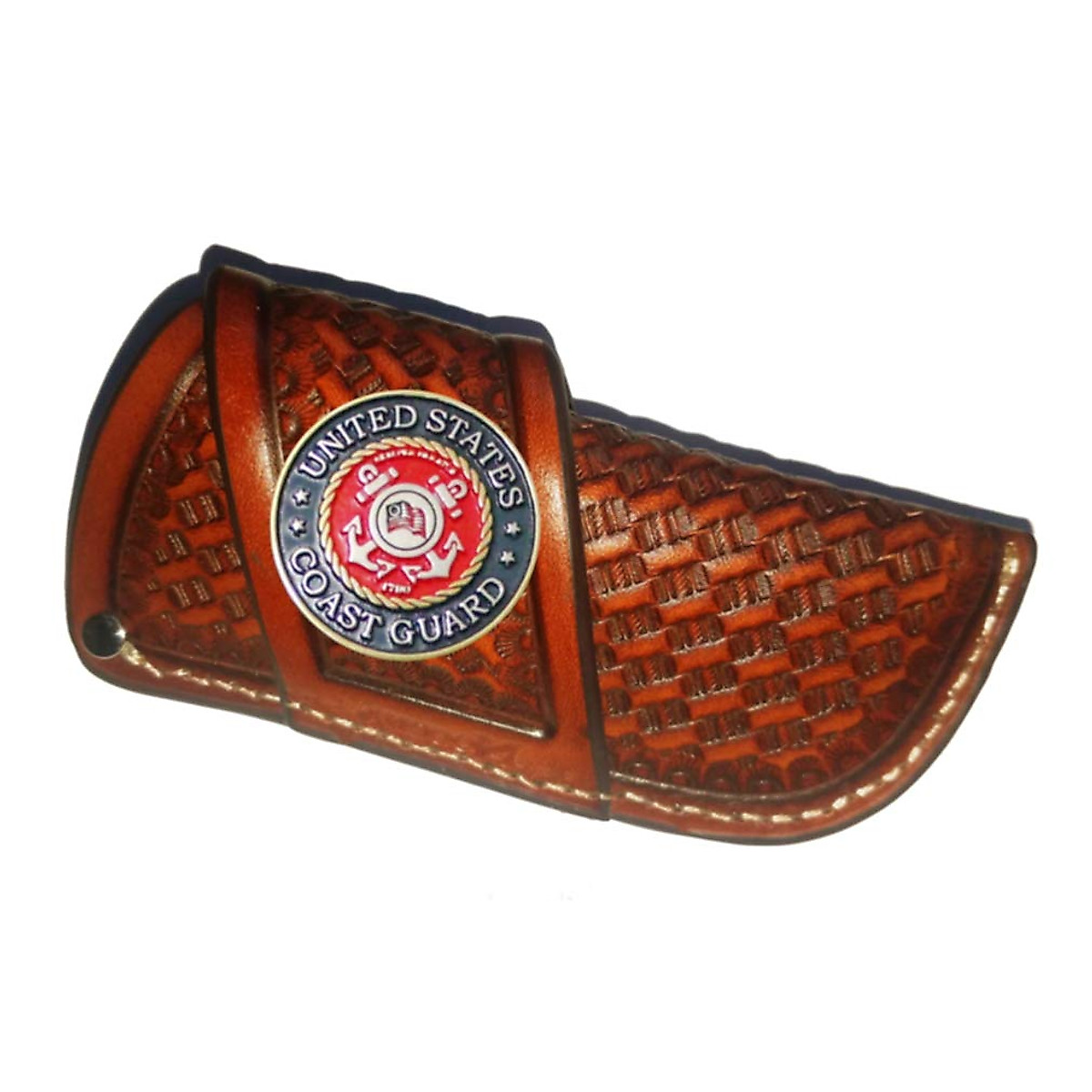 Custom Nocona Weave United States Coast Guard Side Draw Knife Sheath left side