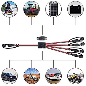 POWISER SAE 1 to 4 Extension Cable Quick Disconnect Connector, 1 SAE Polarity Reverse Adaptors, for Automotive, Solar Panel SAE Plug