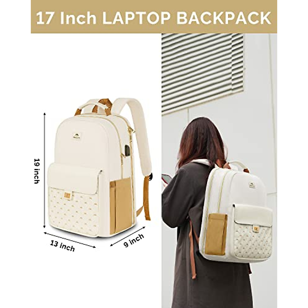 MATEIN Computer Backpack for Women, Large Anti Theft TSA 17 Inch Laptop Backpack, Laptop Bag for Women 15.6 Inch, Water Resistant Computer Briefcase Bag