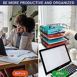 Stackable Paper Tray Desk Organizer – 4 Tier Metal Mesh Letter Organizers for Business, Home, School, Stores and More, Organize Files, Folders, Letters, Paper, Binders