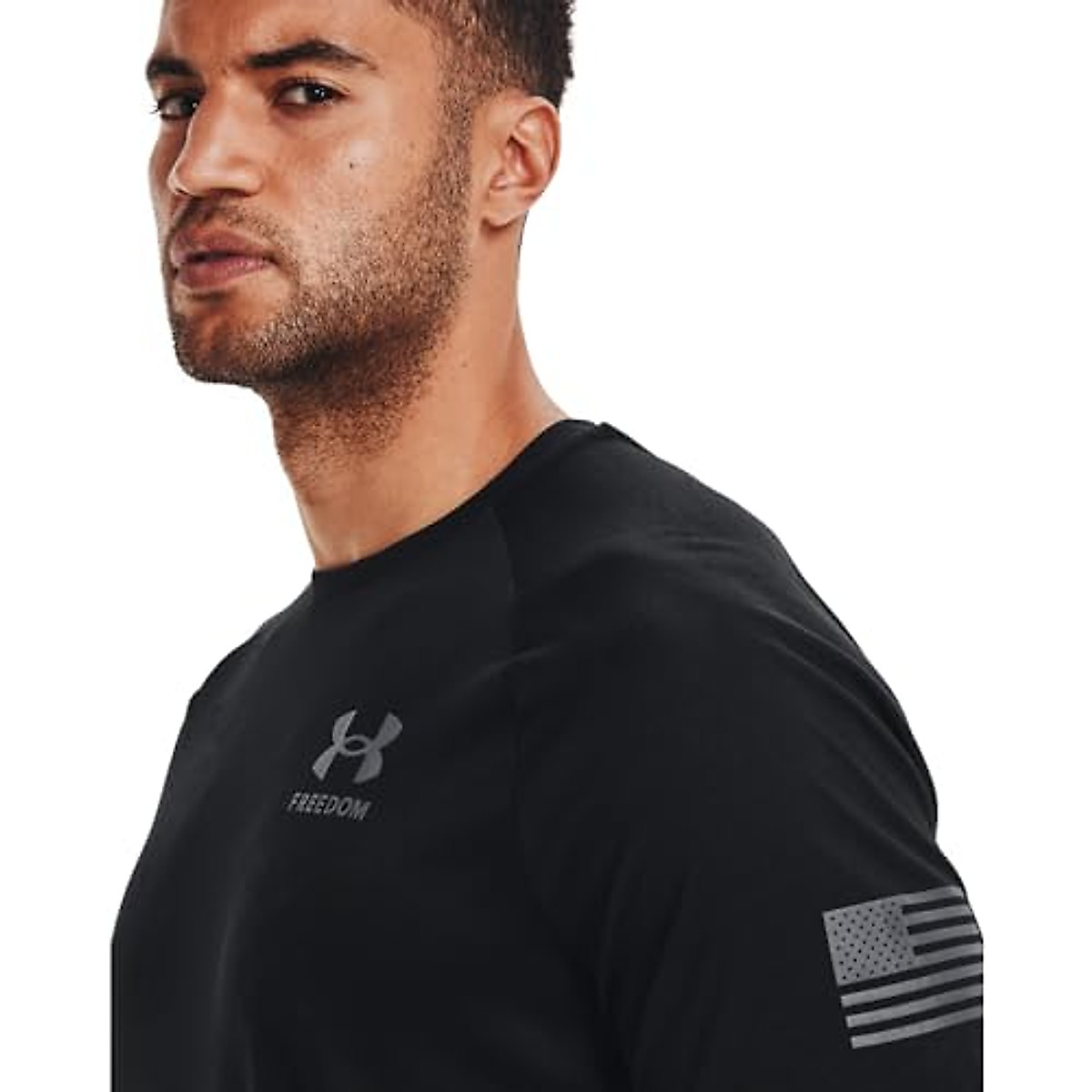 Under Armour Men's Freedom Tech Short Sleeve T-Shirt, Black (001)/Pitch Gray, Large