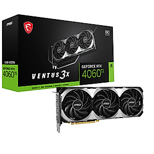 MSI Gaming GeForce RTX 4060 Ti 16GB GDRR6 Extreme Clock: 2625 MHz 128-Bit HDMI/DP Nvlink TORX Fan 4.0 Ada Lovelace Architecture Graphics Card (RTX 4060 Ti Ventus 3X 16G OC)