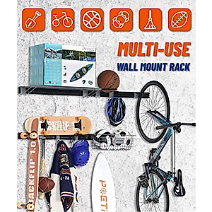 POETISKE Garage Tool Organizer Wall Mount 2PC Heavy Duty Hook 2PC Bike Hook 1PC Mesh Basket 3PC Utility Rack Max Capacity 480LBS Holding Folding Chairs Garden Tools Ladder Broom Mop etc