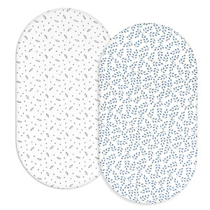 Muslin Bassinet Sheets for Baby Girl Boy, Boho Baby Bassinet Sheets Fitted for Oval Hourglass Rectangular Bassinet Mattress Pad(32"x16"), Soft Breathable Rayon Made Form Bamboo, 2 Pack