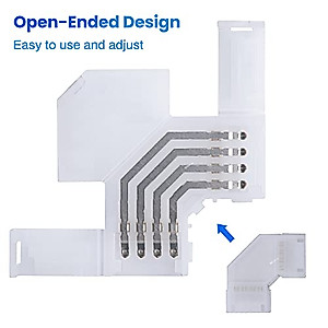 Nicelux 90 Degree Corner 4 Pin L Shape Connector for 10mm RGB LED Strip Light Non-Waterproof IP20(10 PCS)