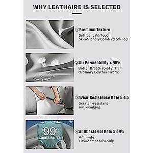 JACH 145" Modular Leathaire Large Sectional Sofa with Chaise, L-Shaped Faux Leather 5 Seater Minimalist Couch, Modern Right Hand Facing Sectional Sofas with 3 Throw Pillows (Beige)