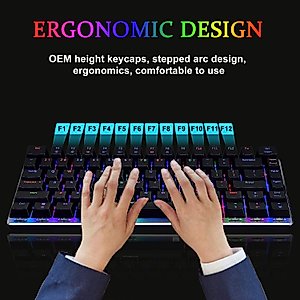 LexonElec RGB LED Backlit Wired Mechanical Gaming Keyboard,AK33 82 Keys Compact Metal Panel Computer Keyboard with 20 Lighting Effect Modes for Windows PC Gamers(RGB Black Switch)