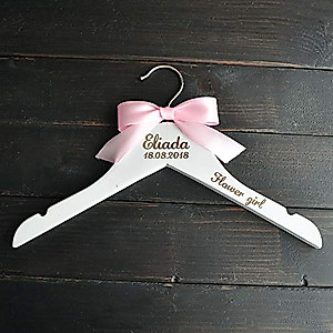 Personalized Wedding Hanger Bride and Groom Name Hanger Engraved Wedding Hanger Bridesmaid Gift Flower Girl Gift (Wood Hanger for Men)