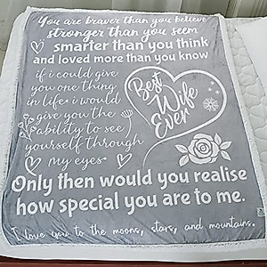 Wife Happy Anniversary Blanket Gifts - Luxurious Throw Blankets with Loving Messages for Birthday Gift for Her | Snuggly Soft Wife Blanket from Husband for Valentine's Day Wife Gifts | 50" X 60"