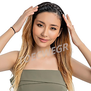 TOECWEGR 5 Strands Synthetic Hair Braided Headband Hairpiece Classic Chunky Wide Plaited Braids ElasticMulti Color Headband Ladies Beauty Hair Accessories