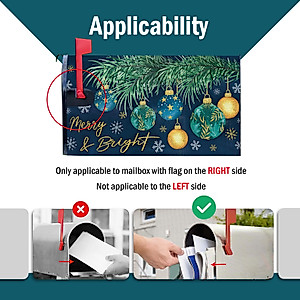 FBCOO Merry Christmas Tree Mailbox Cover Magnetic Standard Size 21"x19", Xmas Glitter Navy Blue Decorative Post Letter Box Decor, Snowflake Winter Holiday Garden Yard Outdoor Decoration