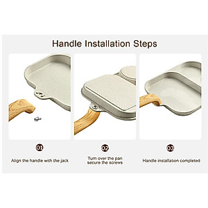 FTNESGYM Egg Pan Frying Pan, Nonstick Divided Grill Pan, 3 Section Pancake Pan Divided Pan for Breakfast, Omelette Pan Meal Skillet Griddle Pan, Gas & Induction Compatible (Black)