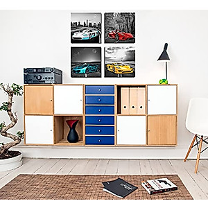 Car Pictures Black and White Wall Art Racing Car Canvas Prints for Men Teen Boys Room Sports Car Wall Decor 12 x 12 Inches 4 Pieces