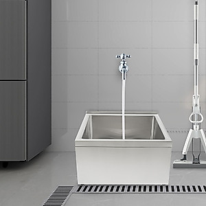 Commercial Mop Sink Floor Basin 24x24x13" 304 Stainless Steel Mop Service Basin with Quick Draining Filter Basket Household Mop Bucket Single Bowl Kitchen Sink Prep&Utility Sink