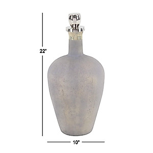 Deco 79 Glass Decorative Jars with Stoppered Top, 10" x 10" x 22", Tan