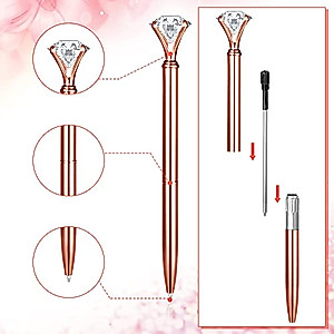 BBTO Rose Gold Pen Holder with 6 Pcs Bling Diamond Pens, Pencil Cups for Desk Glitter Bling Desk Organizer Makeup Brush Holder for Women Girls Classroom Offices Home, Rose Gold