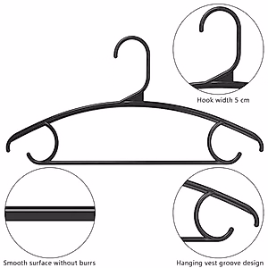 GoodtoU Plastic Hangers 60 Pack, Plastic Hangers, Black Plastic Hangers, Plastic Clothes Hangers, Durable Plastic Hangers, Black