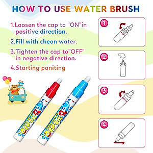 Water Doodle Mat Toys for Ages 2-4, 40 X 30 Inch Large Water Painting Doodle Drawing Mat, Toddler Toys for Age 3 4 5 6 7 Year Old Girls Boys Birthday Gift, Mess Free Coloring Painting Learning Toys