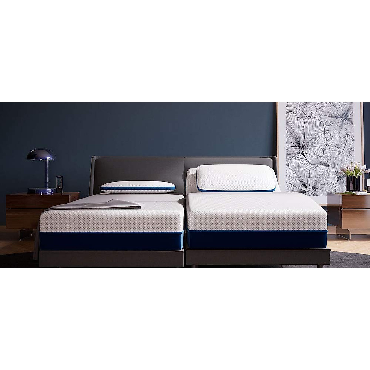 Silentnight Split Queen Sheets for Adjustable Beds 5-Piece Split Queen Sheet Set, 800 Thread Count 100% Egyptian Cotton,12" Deep Pocket Adjustable Bed Sheets, White Solid