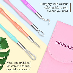 Pimple Popper Tool Kit, MORGLES 14-Heads Professional Stainless Acne Zit Popper Extraction Tools for Facial Nose with Leather Case