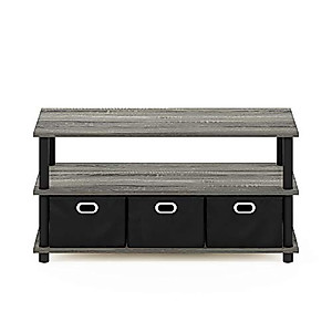 Furinno Turn-N-Tube Coffee Table, French Oak Grey/Black/Black