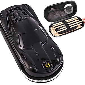 LZHIF Supercar Pencil Case Box Stocking Stuffers Large Capacity Organizer Cool Supercar Pen Bag Storage Box EVA Material Nice Gift (Black)